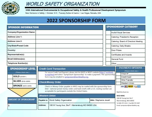 Sponsorship Form 2022 – World Safety Organization